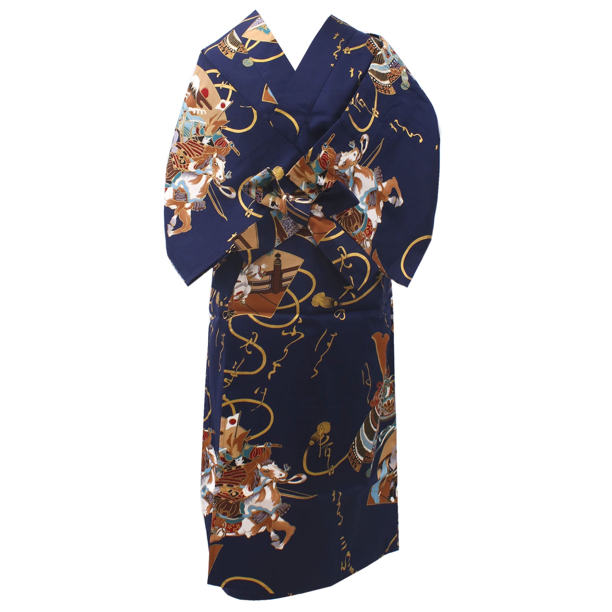 Boy's Kids Yukata Robe Japanese Kimono for summer - "Samurai" Navy ...